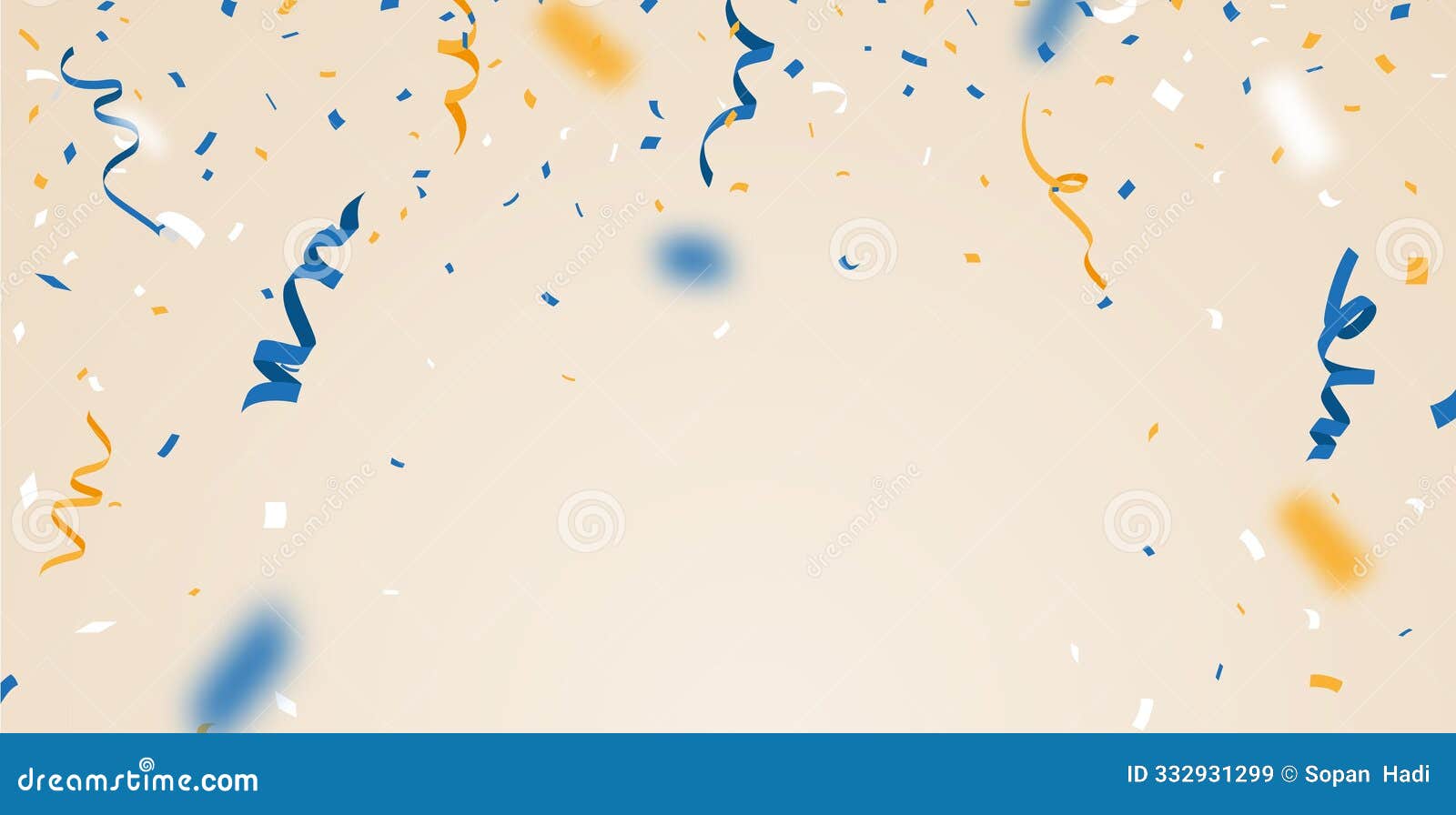 Falling Blue and Yellow Ribbon Confetti Background Stock Vector ...