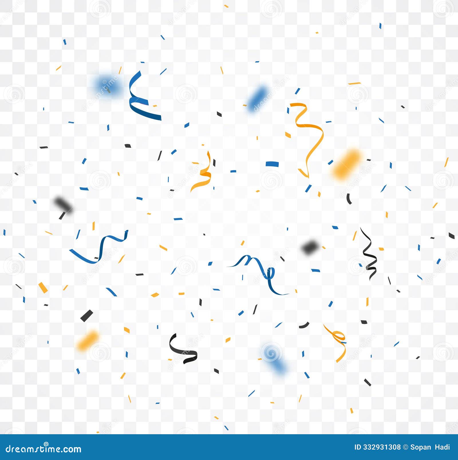 Falling Blue and Yellow Ribbon Confetti Background Stock Vector ...