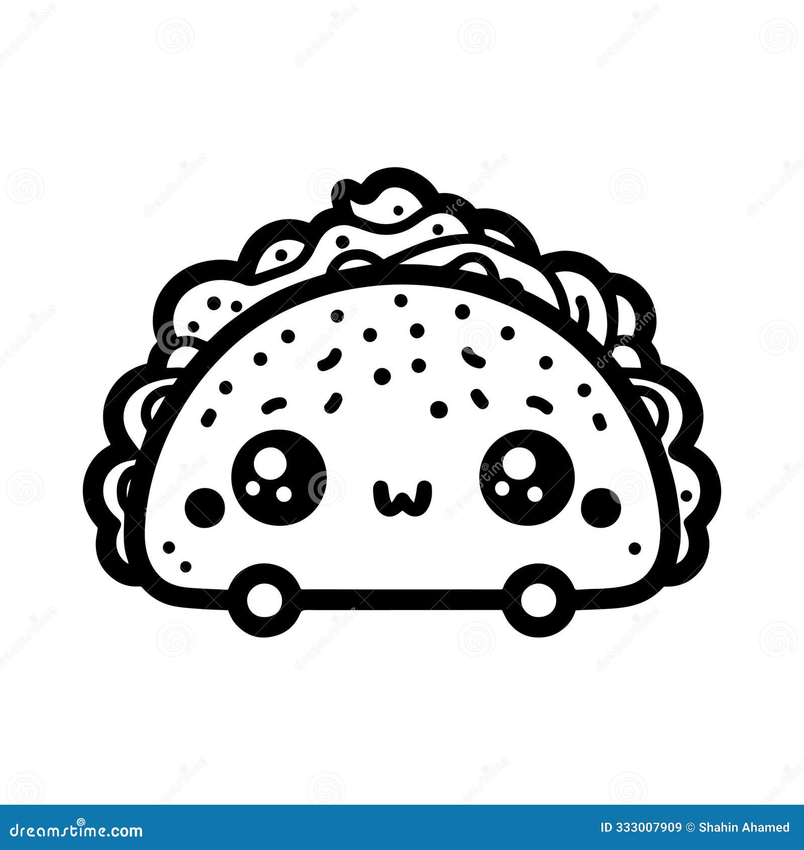 Cute Taco Vector Art Outline Illustration Stock Illustration - Illustration of eyes, taco: 333007909