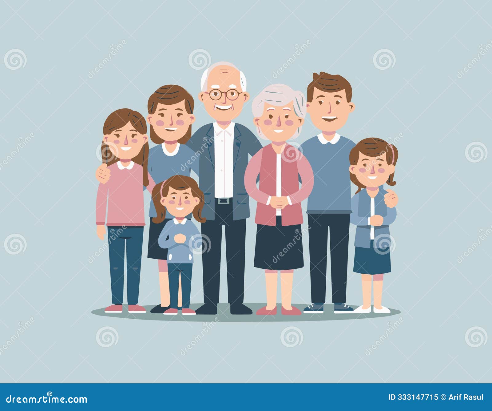 Vector Illustration of Portraits Showing Three Generations of a Family ...