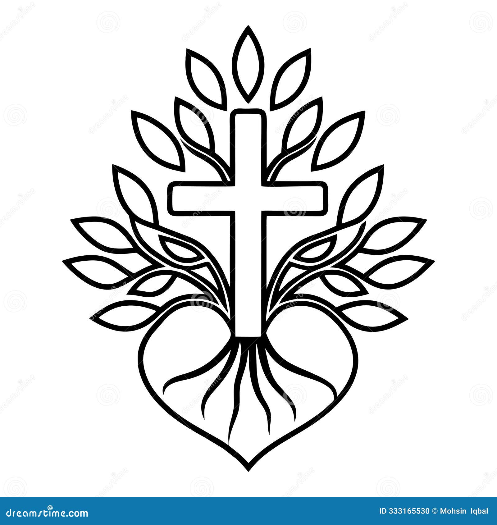 Christian Church Logo with Tree Roots Leaves Vector Stock Vector ...