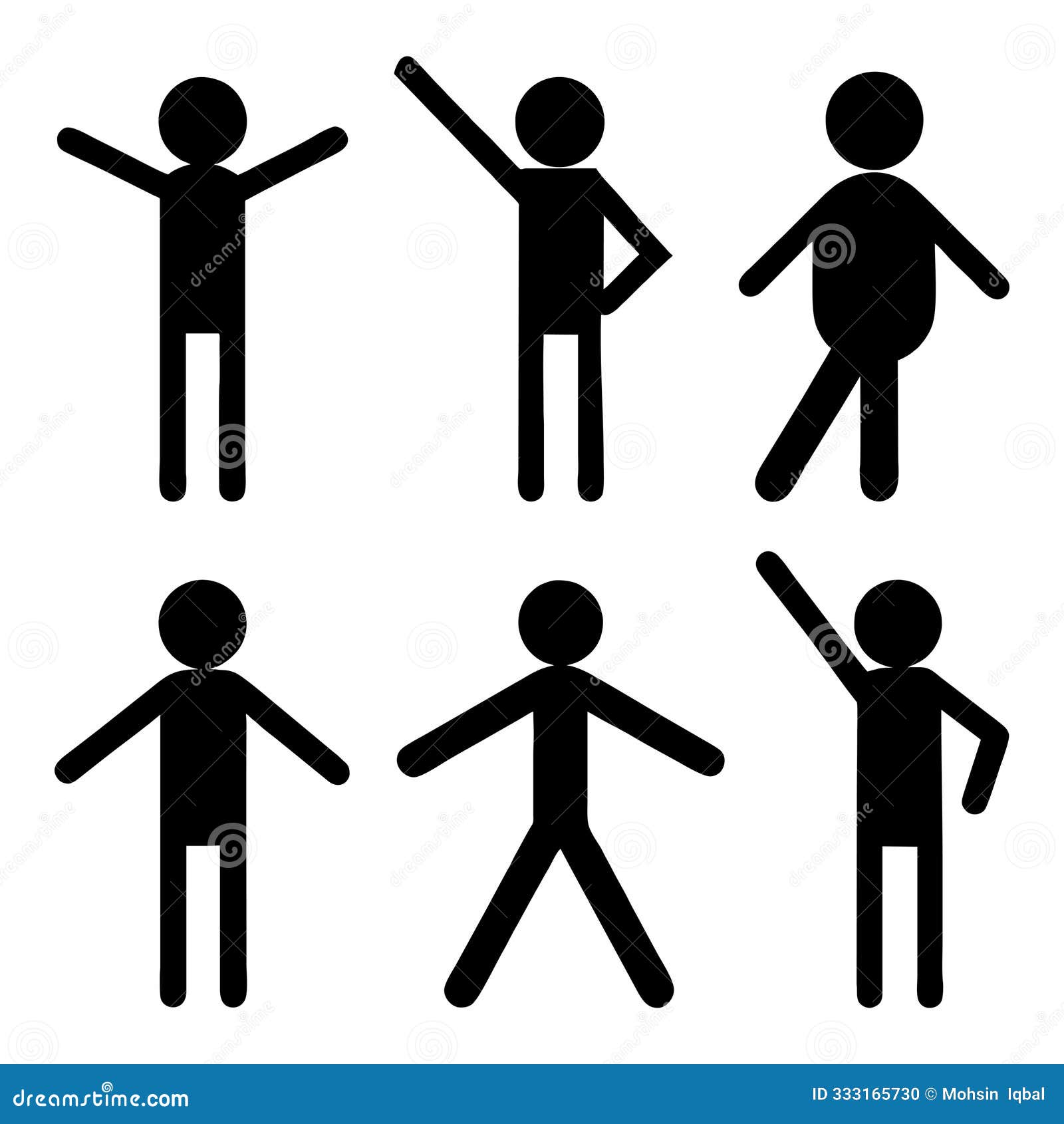 Stick Figure Man Standing Position Vector Illustration Icon Set Stock ...