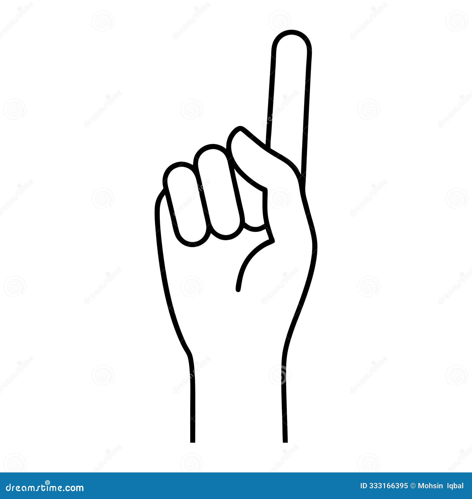 One Finger Hand Icon or Symbol in Thin Line Art Stock Illustration ...