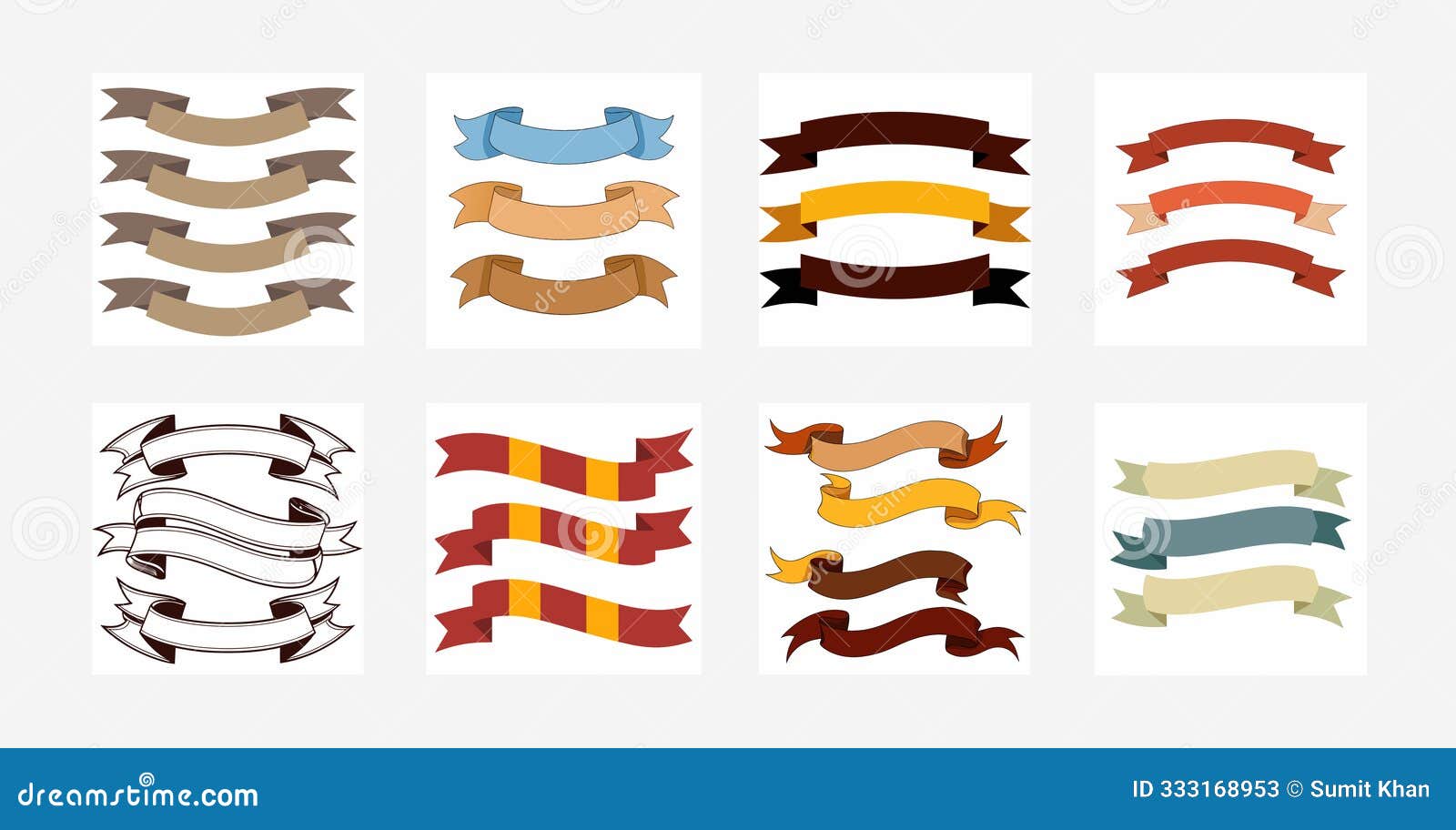 Ribbons Set Vector Illustration - Decorative Elements for Crafts ...