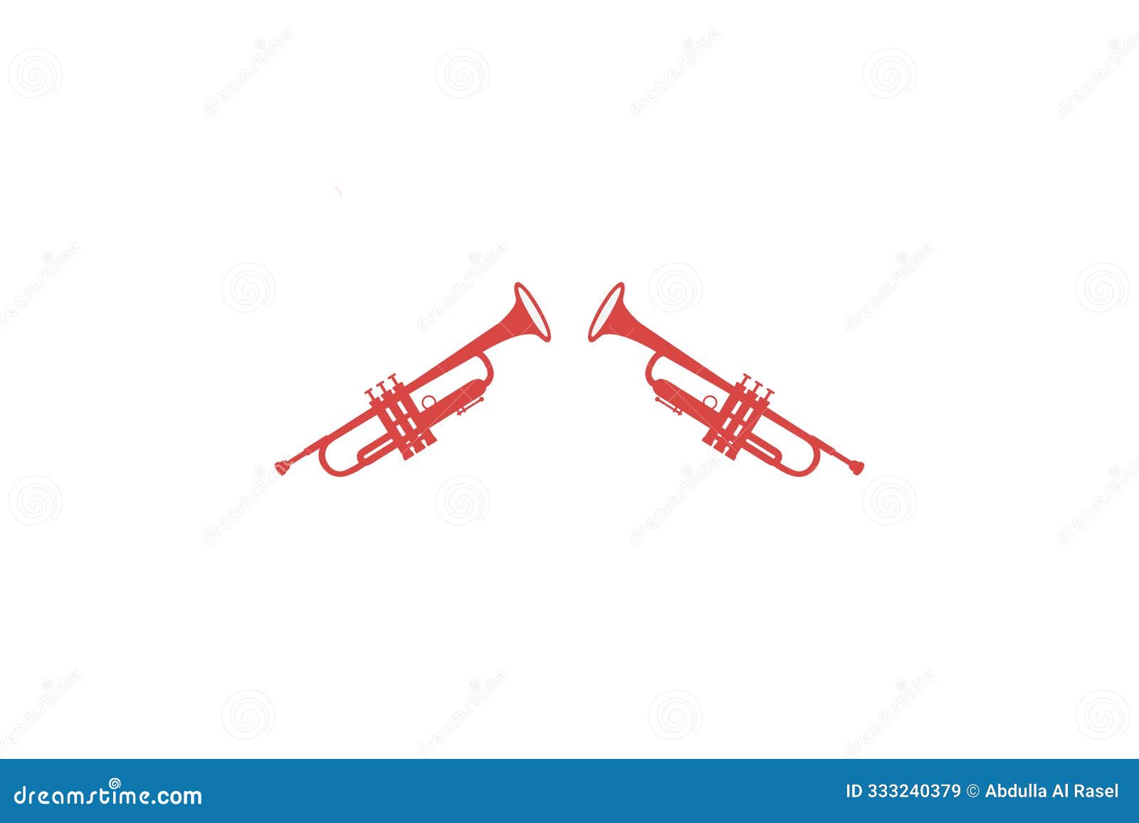 Minimalist Red Trumpet Pair Silhouette on White Background Stock ...