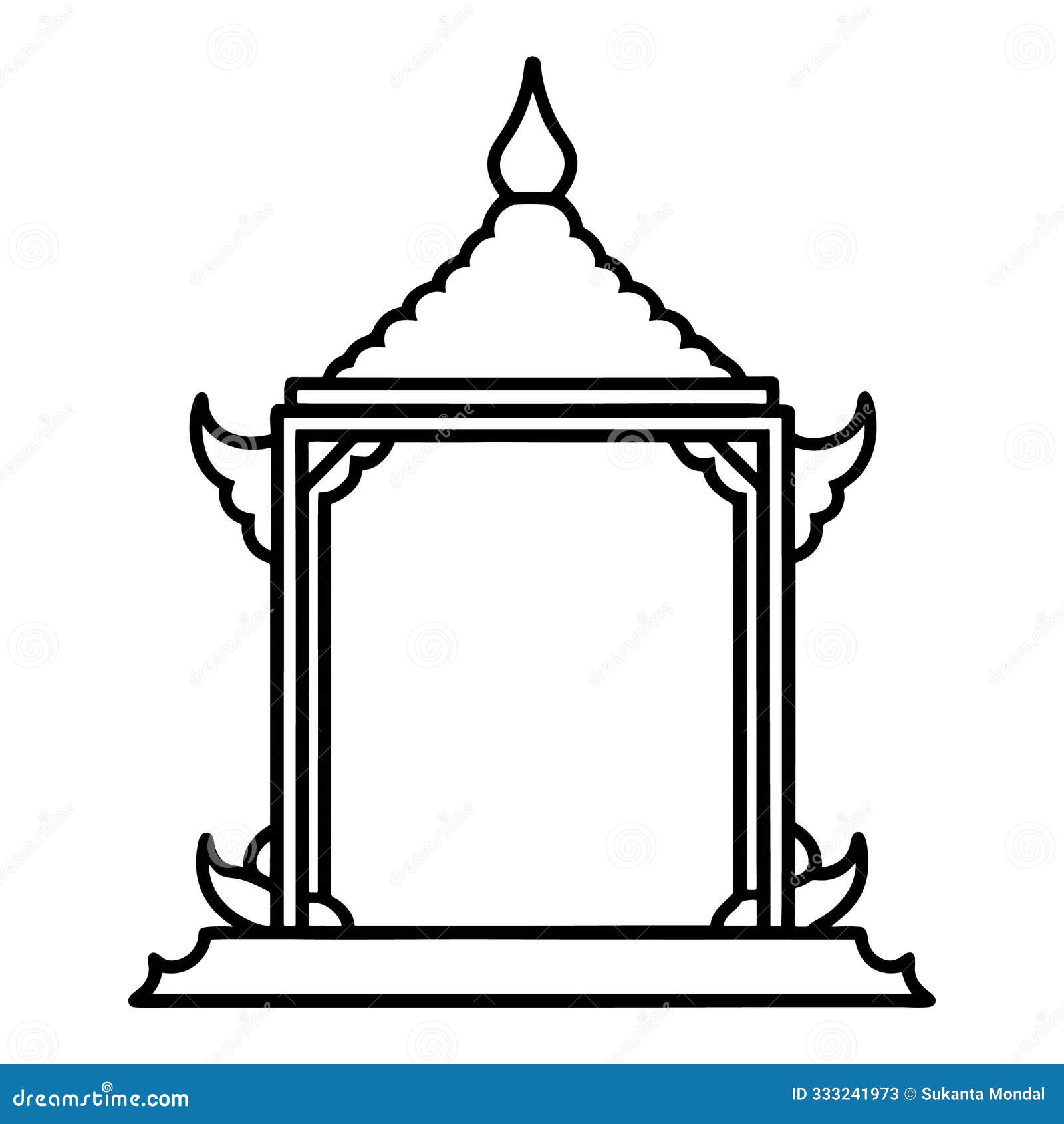 Traditional Decorative Frame Line Art Vector. Stock Vector ...