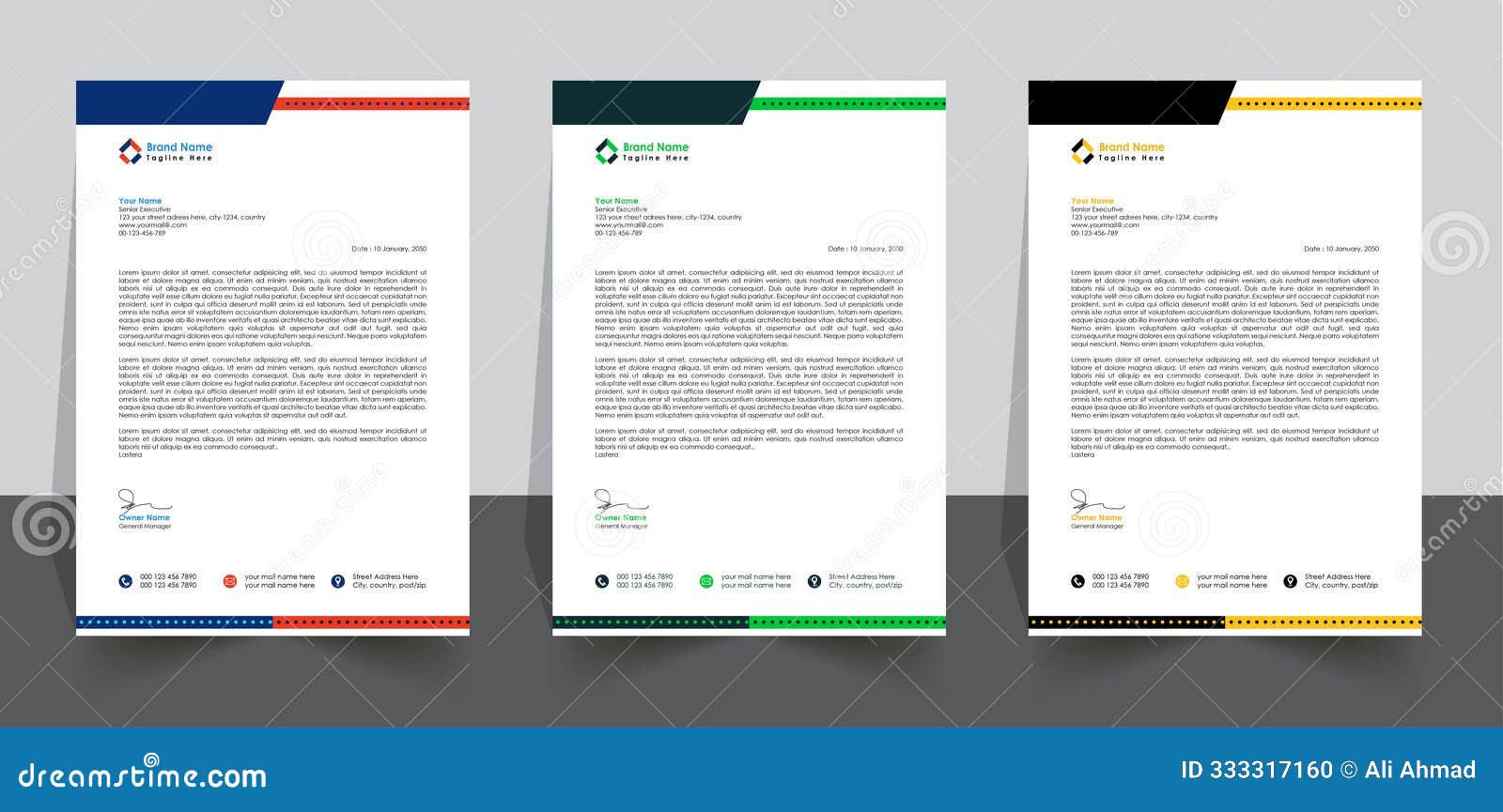 Simple Letterhead Premium Vector, Letterhead Template, Office ...