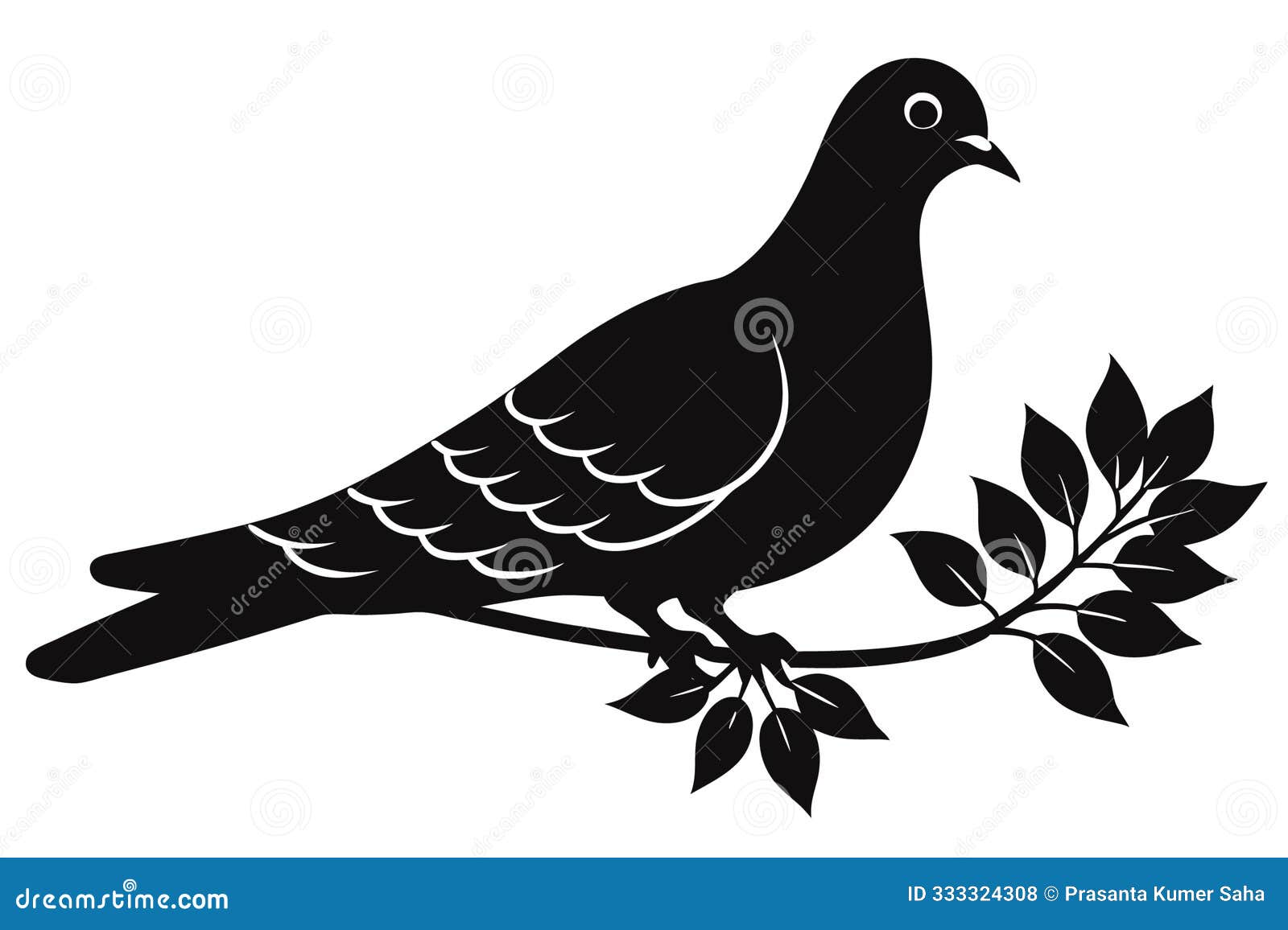"Silhouette of a Dove Perched Gracefully on a Branch: a Serene Scene of ...
