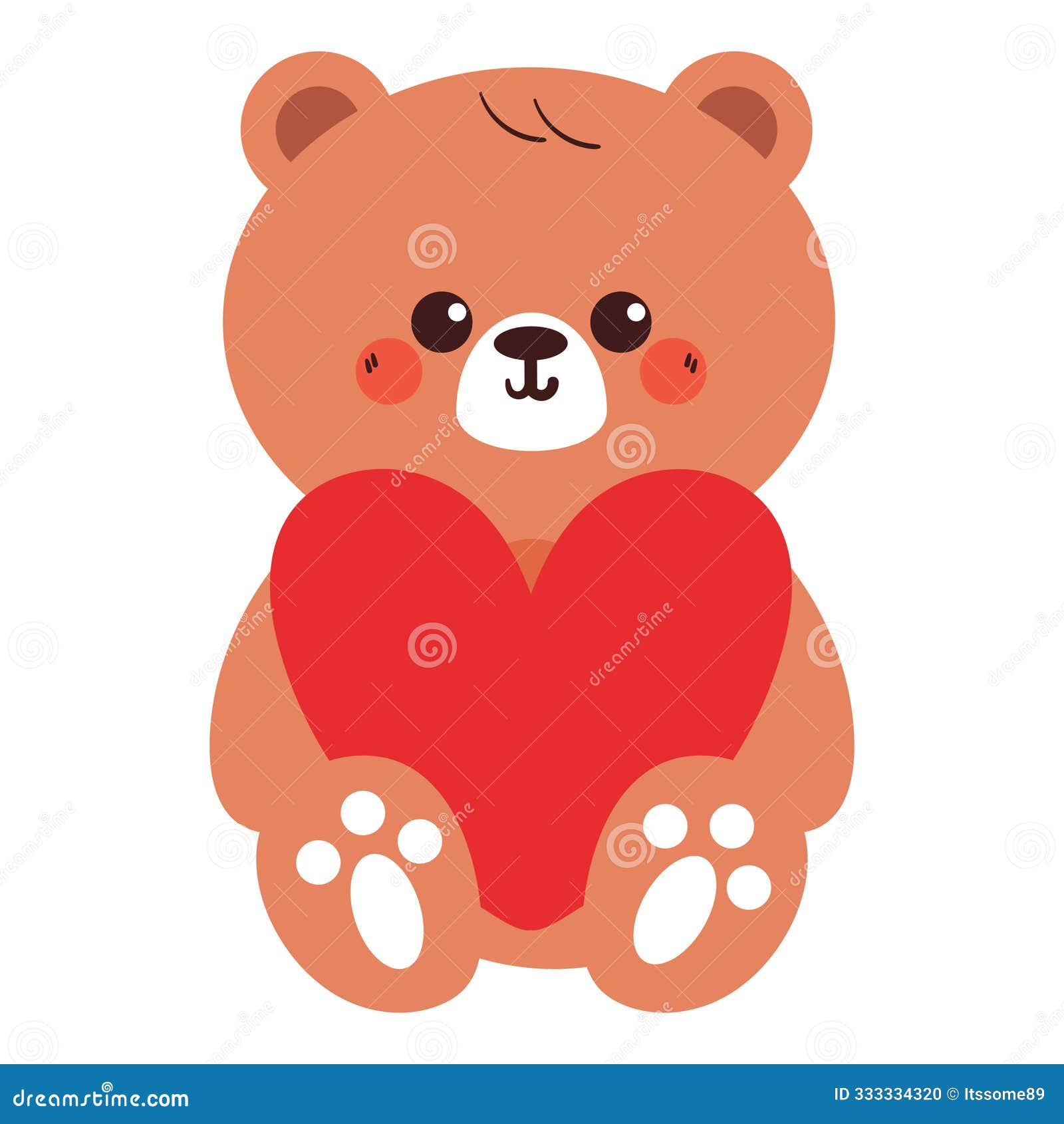 Cute Drawing Cartoon Bear Holding Big Red Heart Stock Illustration ...