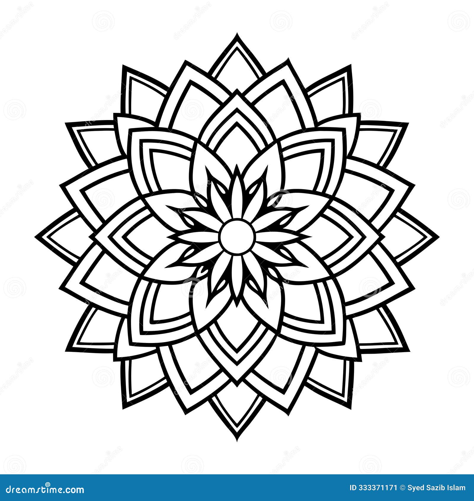 Mandala, Pentangle Inspired Illustration, Black and White Stock ...