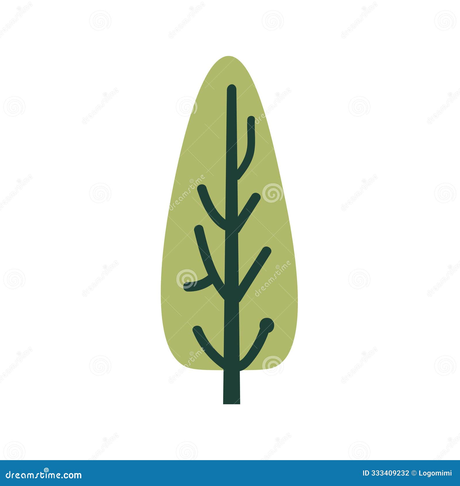 Simple Green Tree Plant Vector Illustration, Cute Cartoon Tree Plant in ...