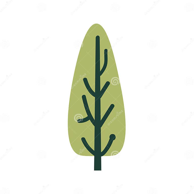 Simple Green Tree Plant Vector Illustration, Cute Cartoon Tree Plant in ...