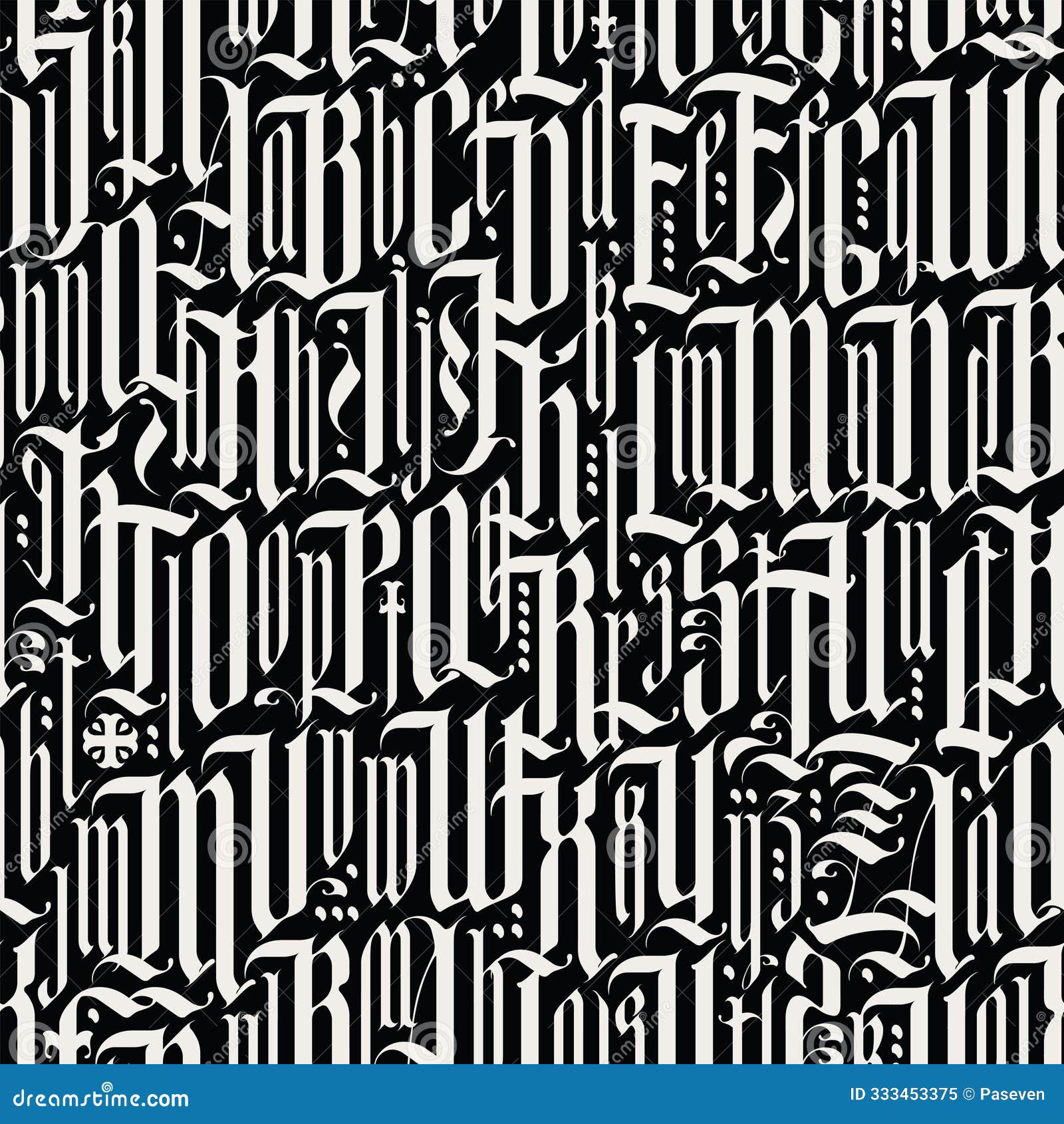 Seamless Pattern of Gothic Letters Stock Illustration - Illustration of ...