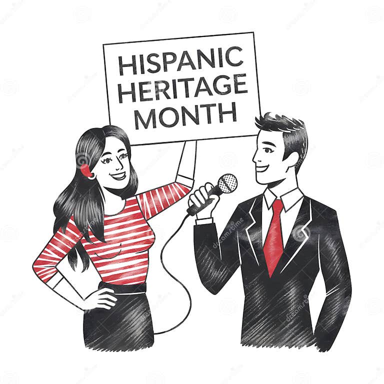 Hispanic Heritage Month Men and Women Pencil Line Art Premium Quality ...