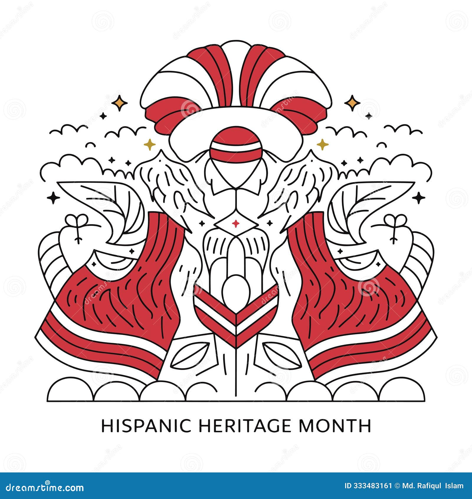 Hispanic Heritage Month Pencil Line Art Design Premium Quality Blank ...