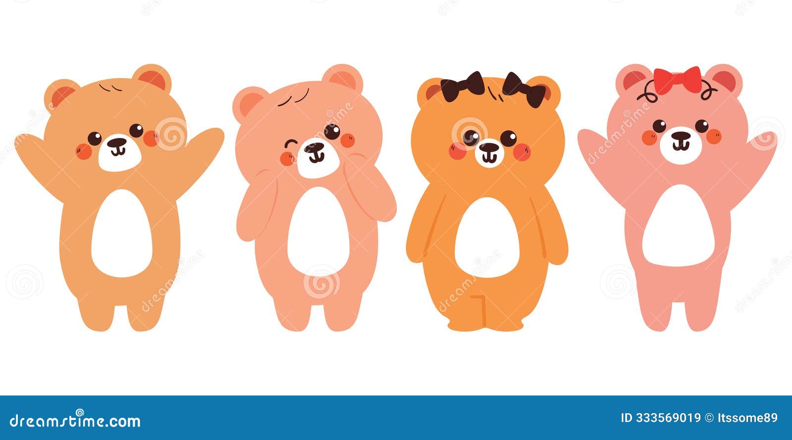 Hand Drawing Cartoon Bear Sticker Set Stock Vector - Illustration of ...