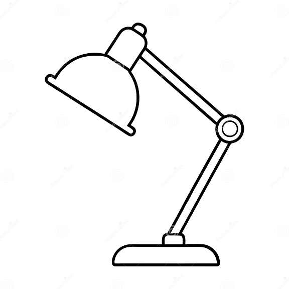 Desk Lamp Outline Vector Art Style Design Stock Illustration ...