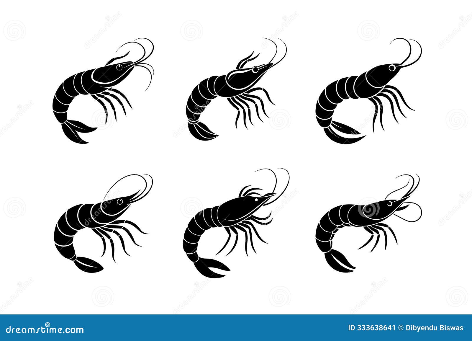 Shrimp Silhouette Sea Animal. Vector Sketch Illustration Stock ...