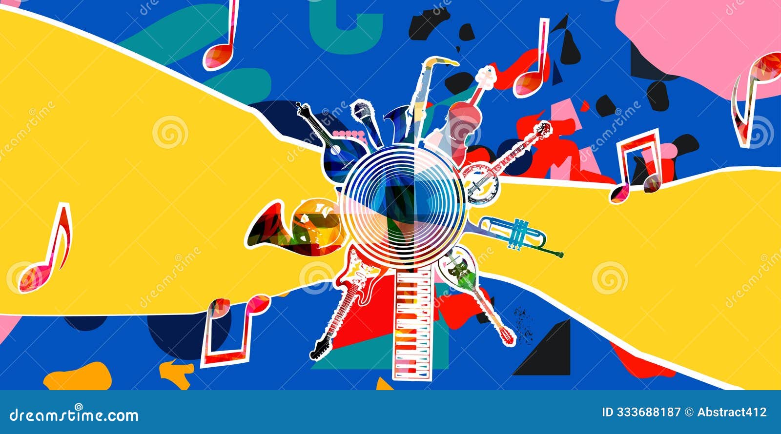 Colorful Musical Instruments Background Stock Vector - Illustration of ...