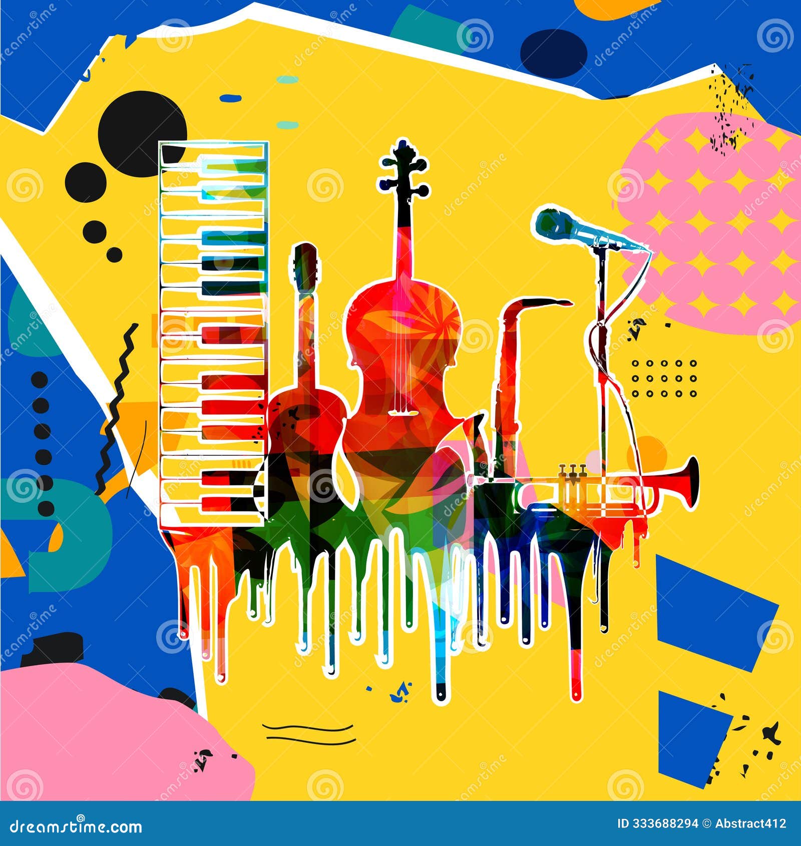 Colorful Music Instruments Design Stock Vector - Illustration of ...