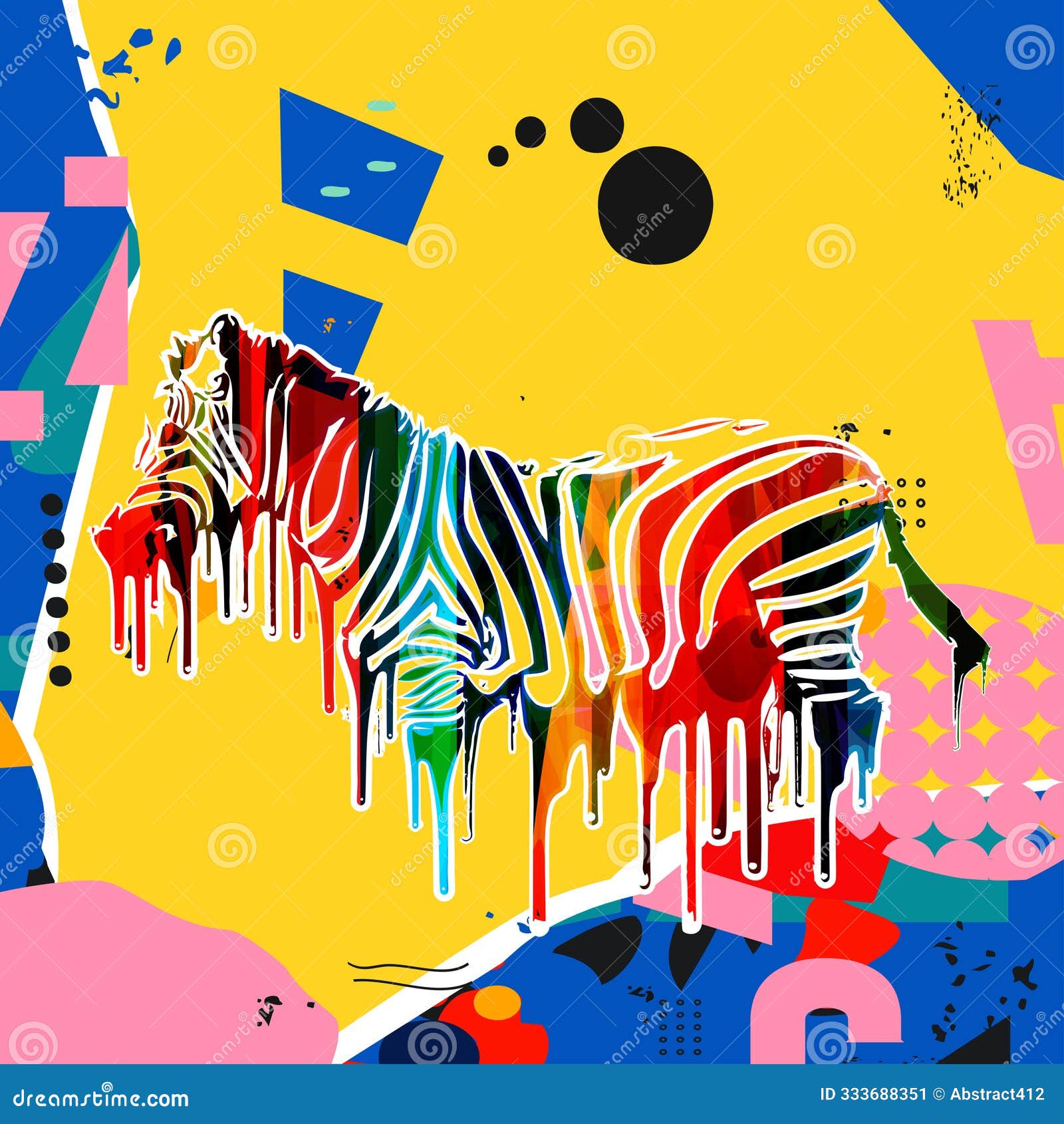 Vector Zebra Jumping, Graphical Illustration, Savanna African Animal ...