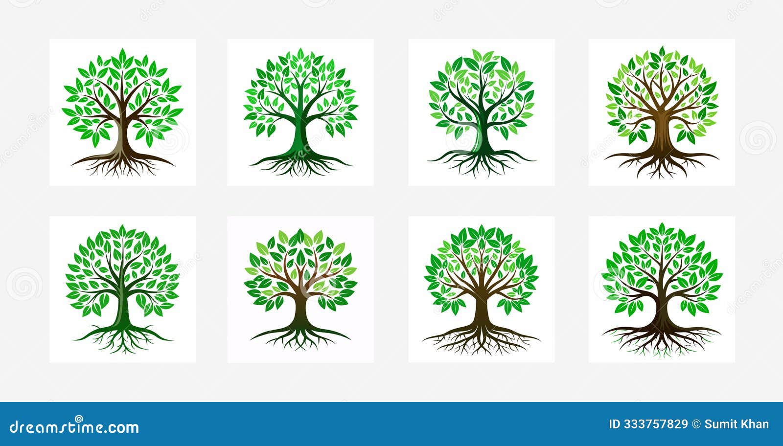 Green Life Tree Logo with Roots and Leaves - Eco-Friendly Nature Design ...