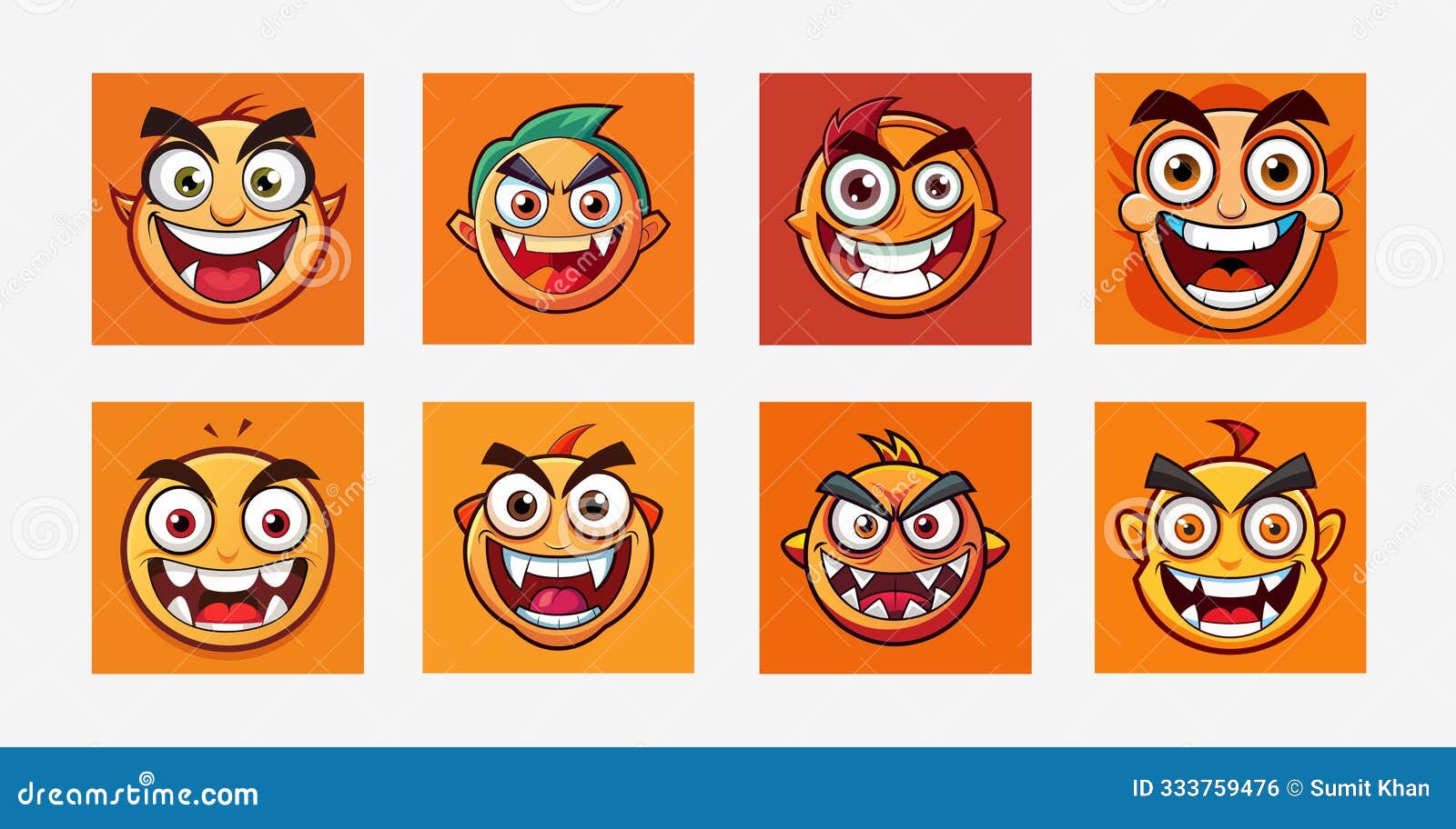 Funny Cartoon Eyes - Angry and Happy Face Expressions Vector ...