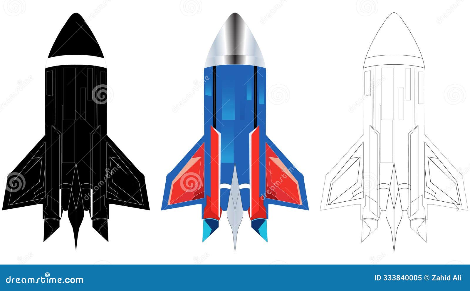 Rocket Icon Logo Set with 3 Rocket Icons Isolated on Transparent White ...