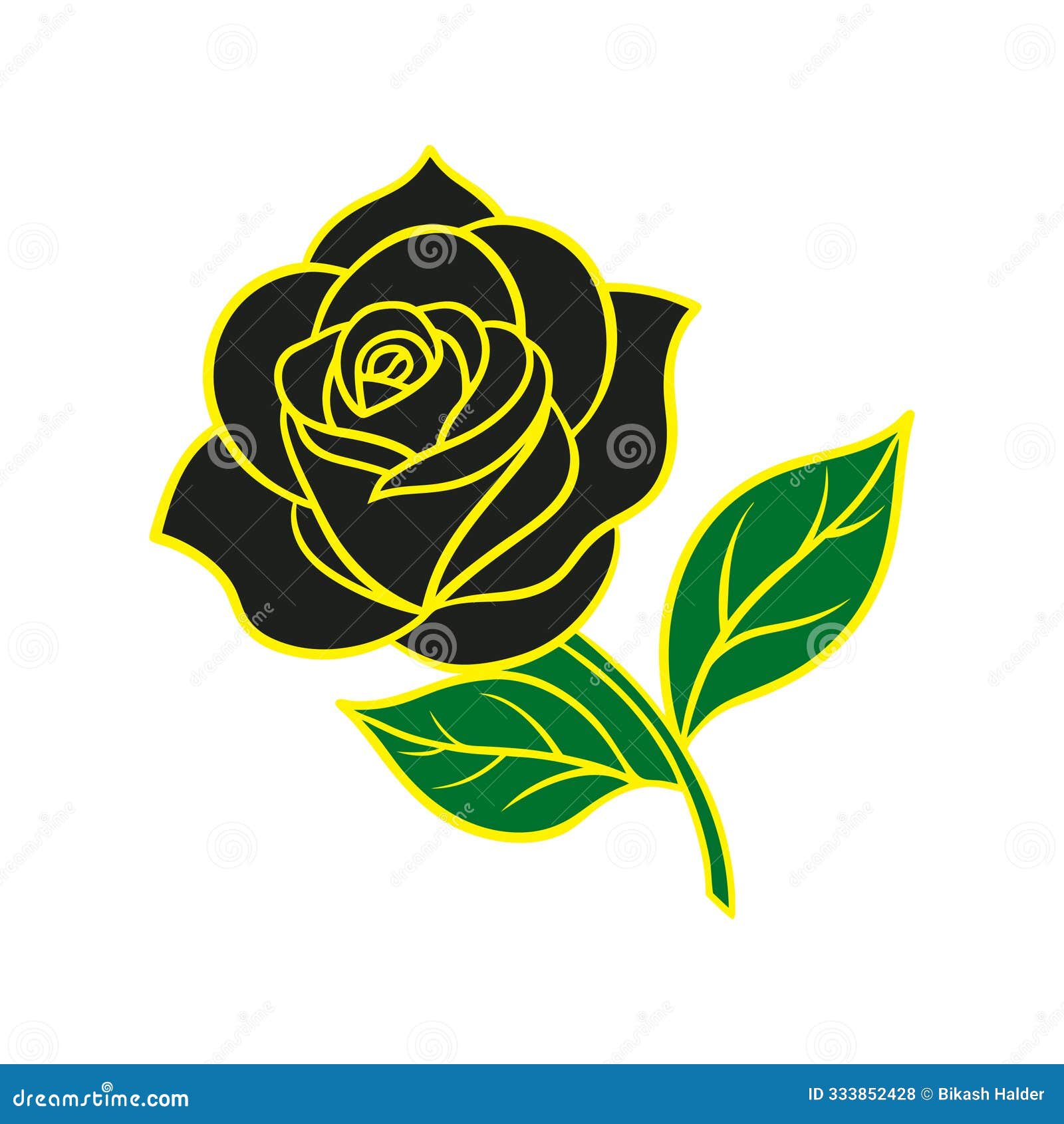 Classic Rose Flower Vector Art Stock Illustration - Illustration of ...
