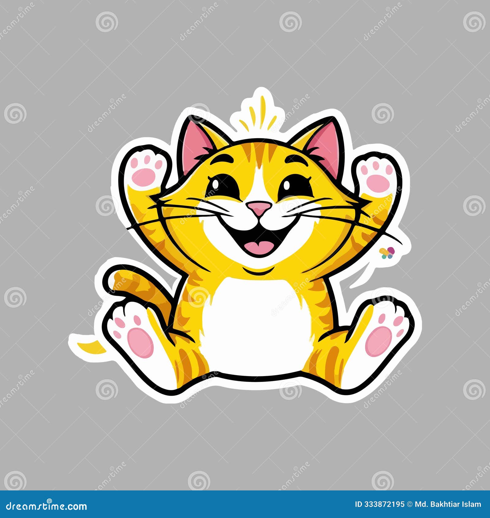 Cute Happy Cat Vector Art Illustration. Stock Vector - Illustration of ...
