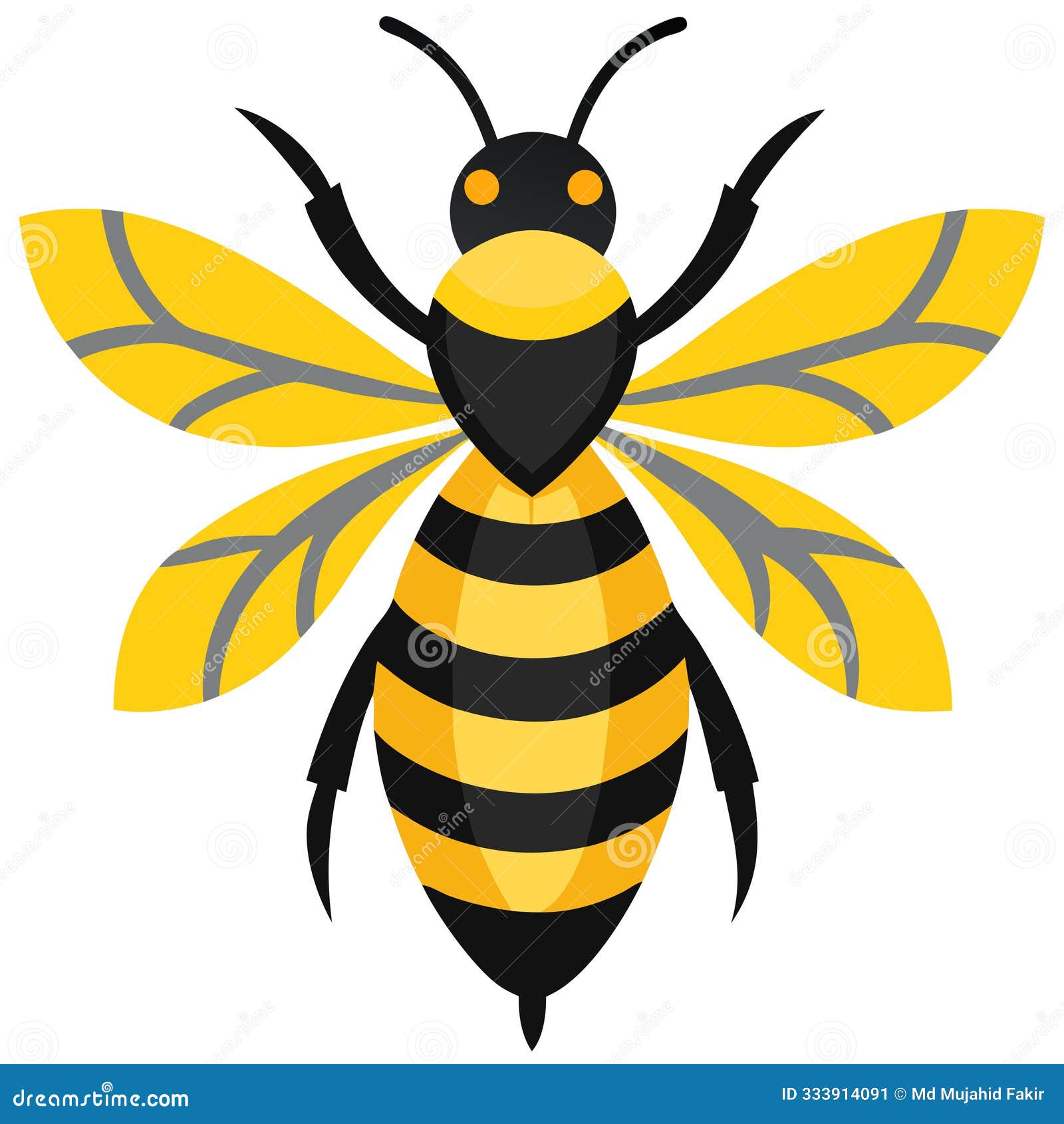 A Minimalist Vector Illustration Art of a Bee with Smooth Colorful ...