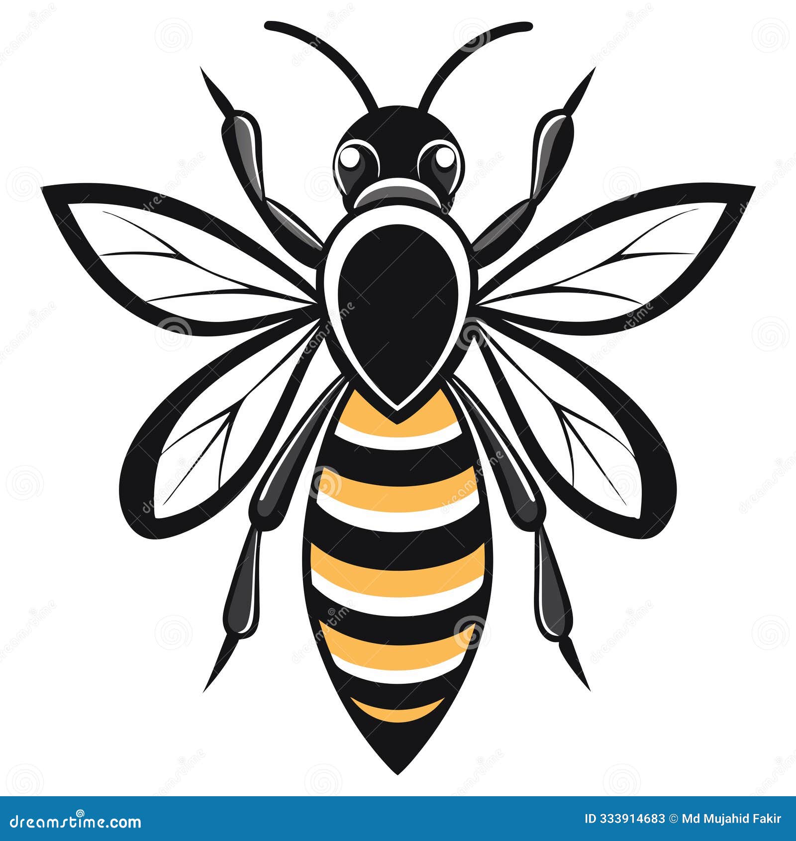 Colorful and Minimalist a Bee Vector Art Illustration with Smooth Shape ...