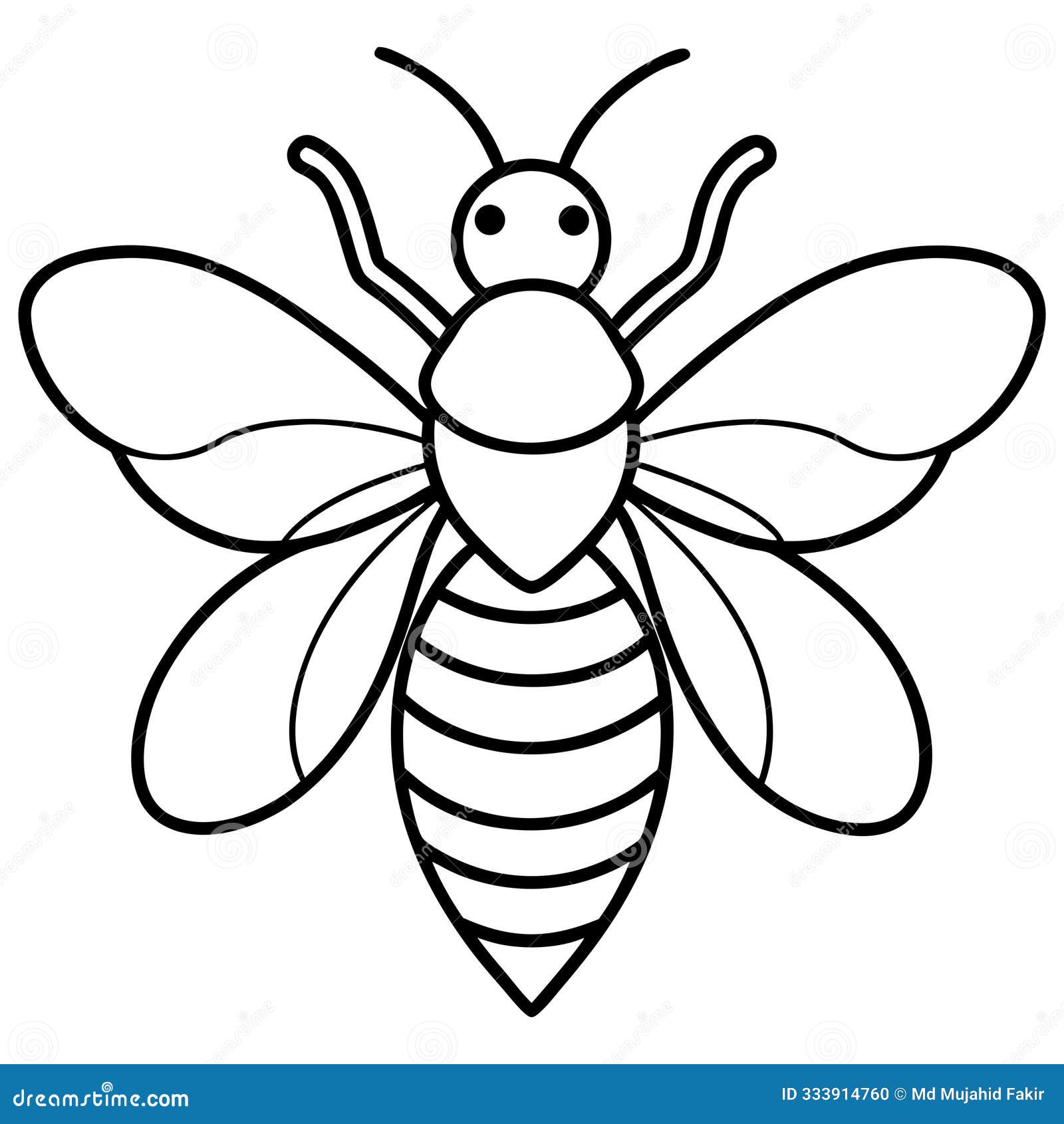 Smooth Vector Outline of a Bee and Creative Line Art Stock Vector ...