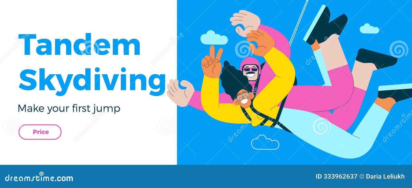 Cheerful Flying Female Show Piece Sign Gesture and Male, Perform Tandem ...