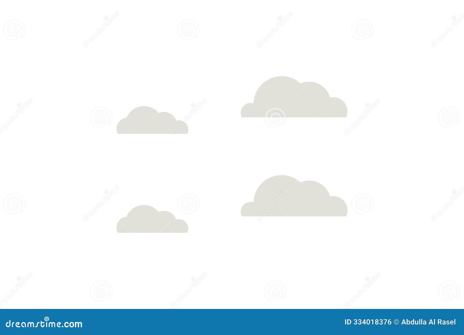 Five Stylized, Soft Grey Clouds of Varying Sizes, Evenly Spaced Against ...