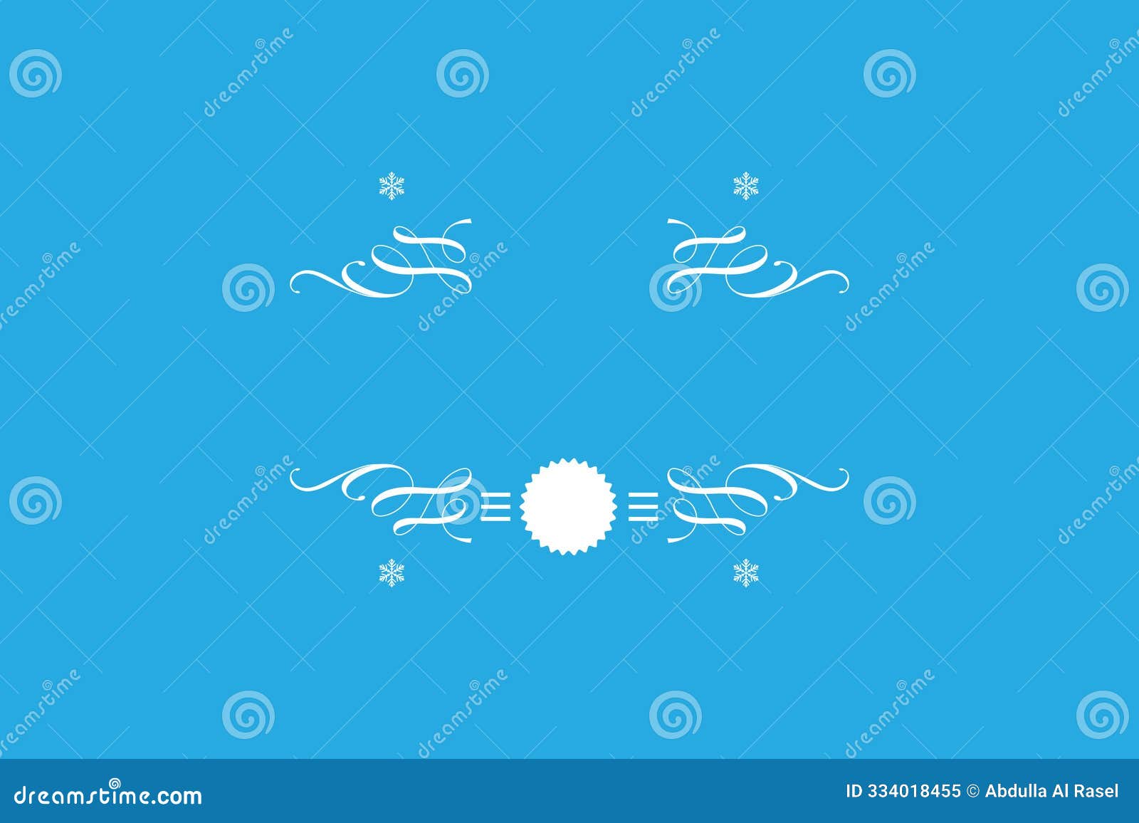 Elegant Winter-Themed Design with Flourishes and Snowflakes on Blue Background Stock Vector ...