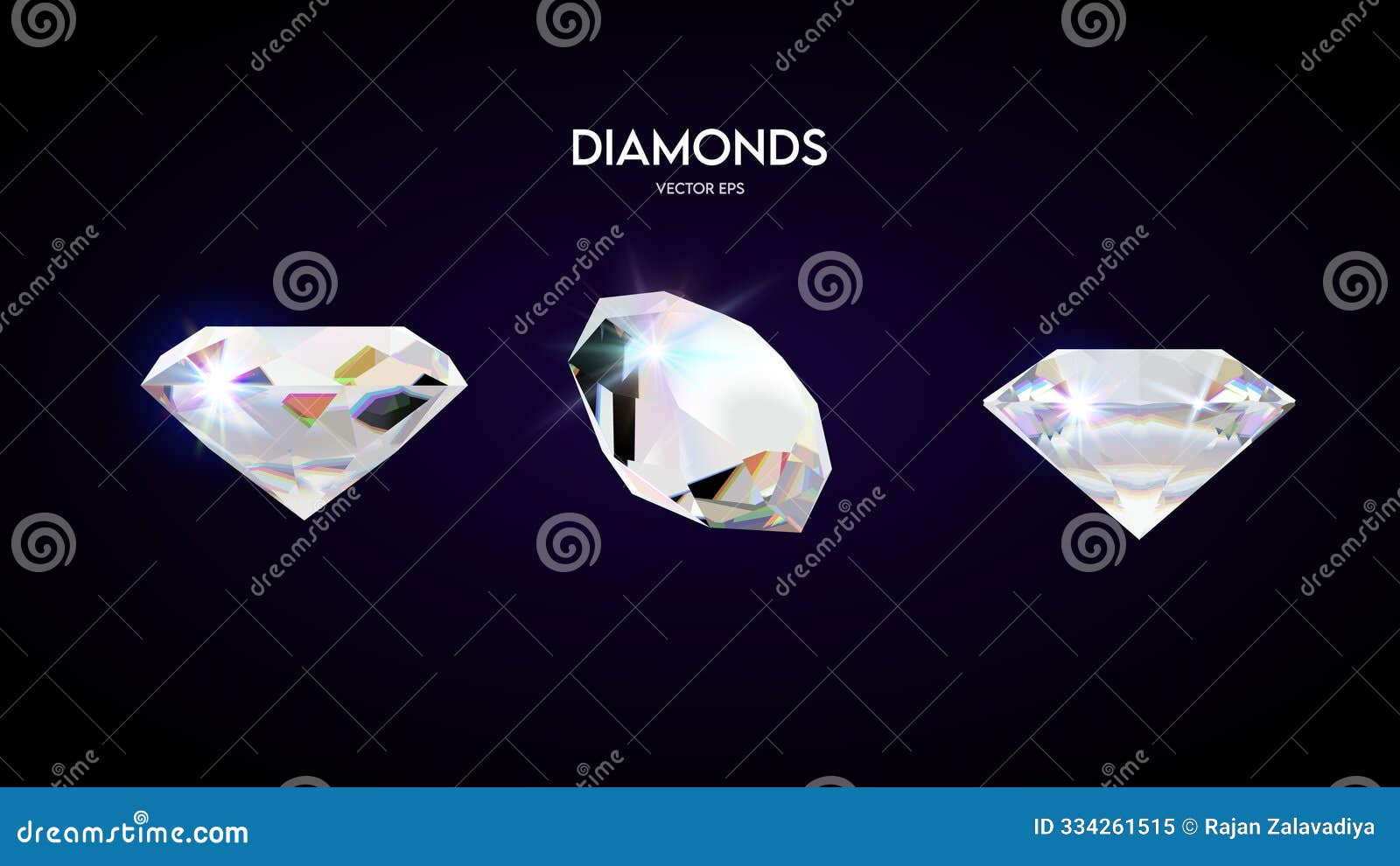 Realistic Diamonds with Light Effect Shine Stock Vector - Illustration ...
