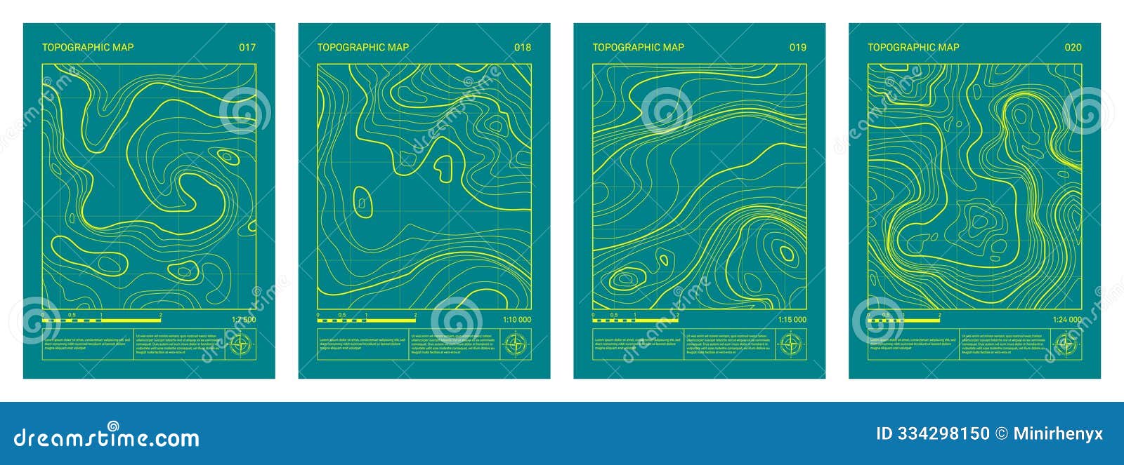 Architectural Topographic Relief Contour Poster Set Stock Vector ...