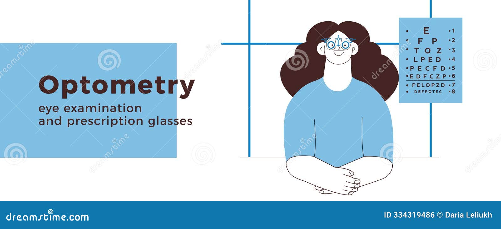 Optometry. Eye Test and Prescription Glasses. Female Patient Wear ...