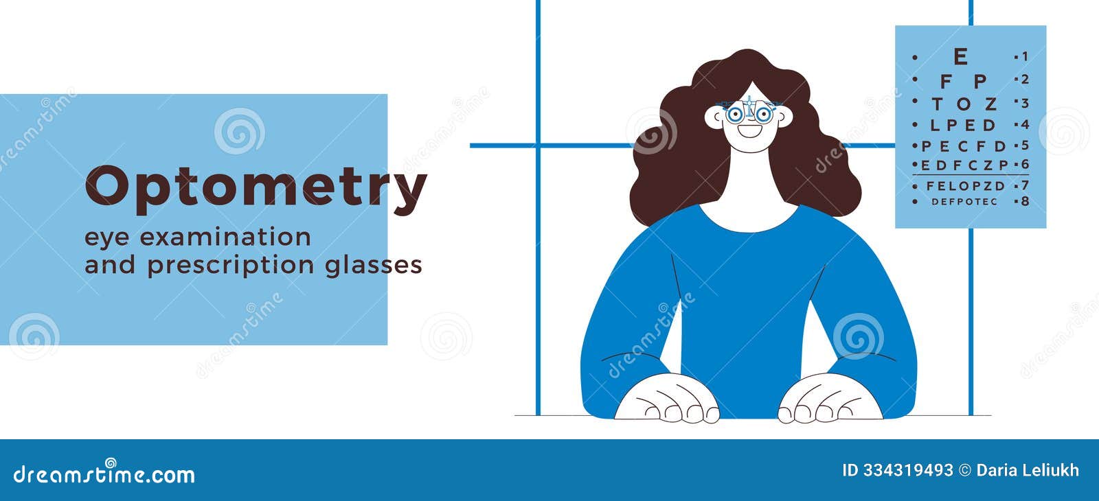 Optometry. Eye Test and Prescription Glasses. Female Patient Wear ...