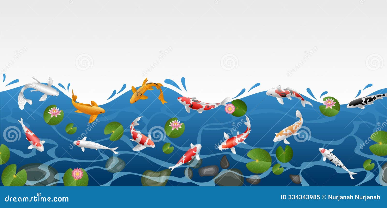 Illustration of Koi Fish Swimming in the Pond Stock Illustration ...