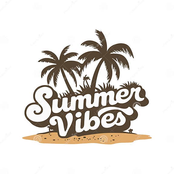 Summer Vibes Vector Art Illustration with White Background Stock Vector ...
