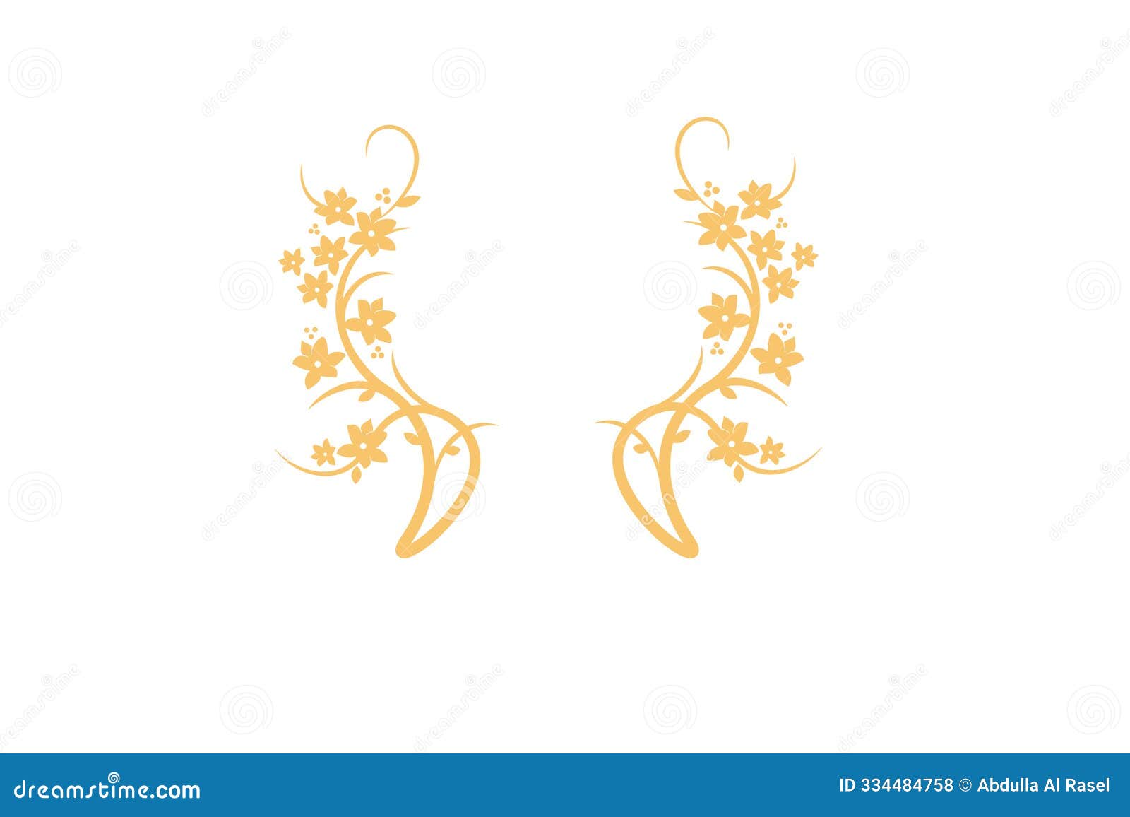 Elegant Golden Floral Swirl Design on White Background Stock ...