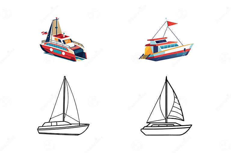 Catamaran Boat Vector Art Illustration Stock Vector - Illustration of ...