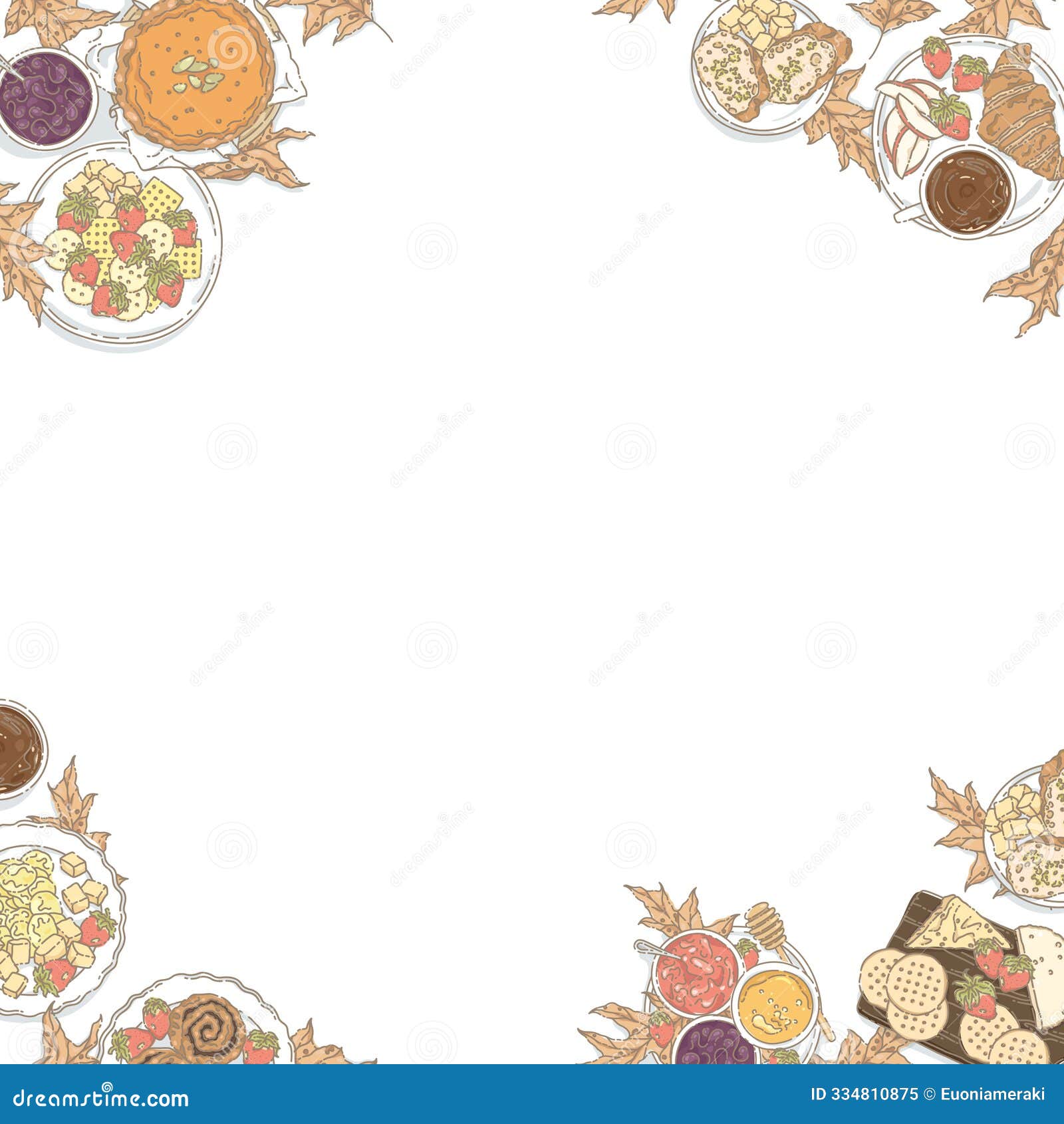 Series of Autumn Picnic Background in Hand Drawing Style for Fall ...