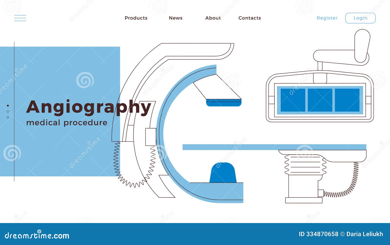 Angiography Procedure. Medical Equipment. Black and White Modern Flat ...