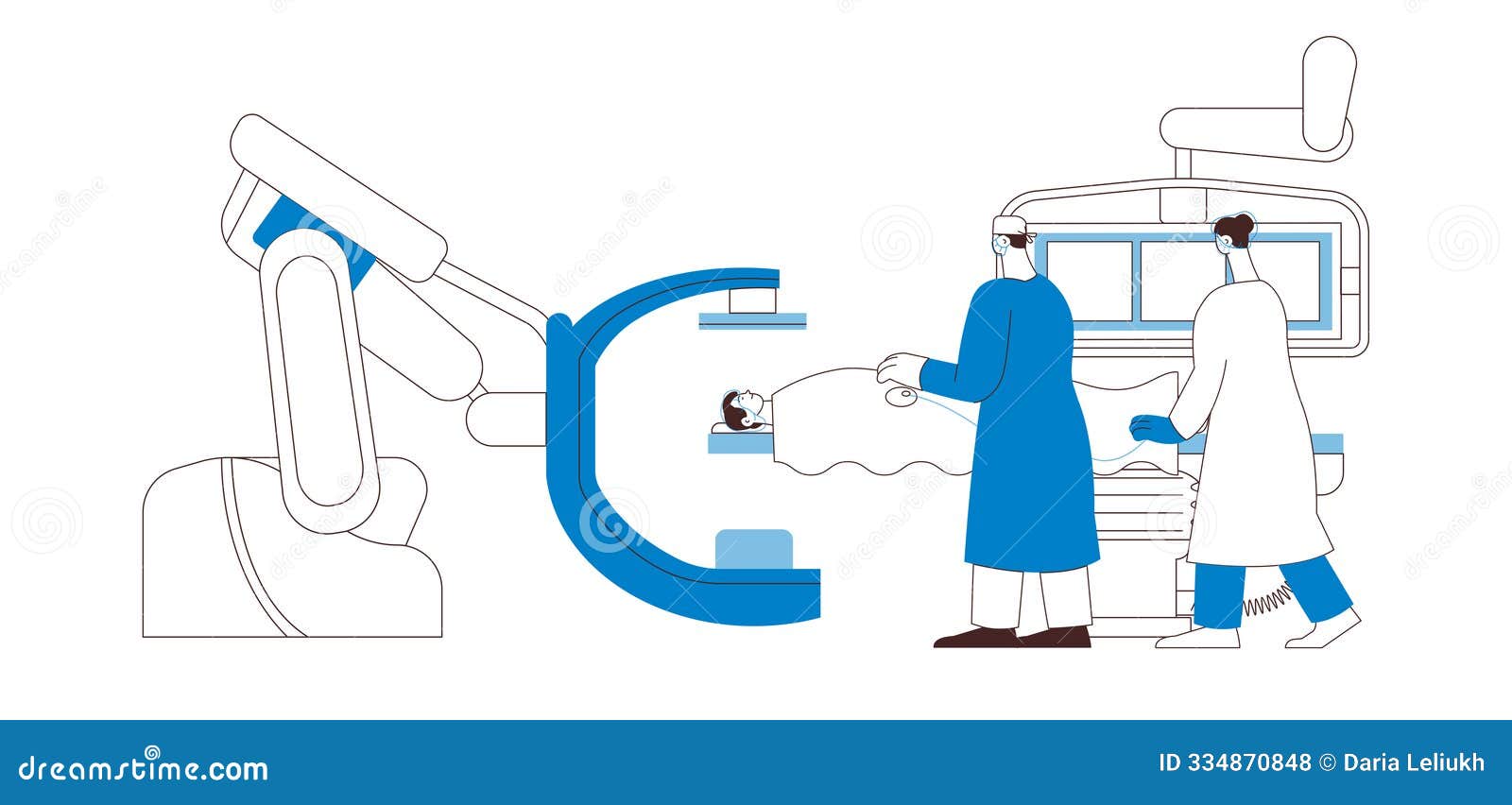 Coronary Angiography Procedure. Medical Equipment. Doctor And Nurse ...