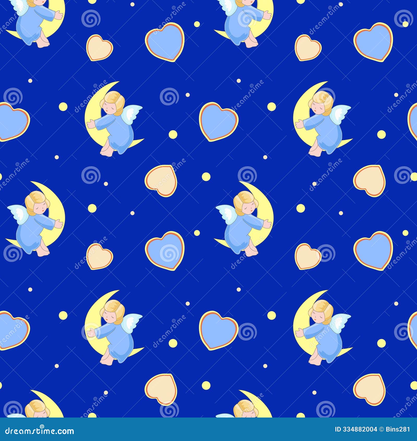 Little Angel on the Moon, Pattern for Kids. Stock Illustration ...