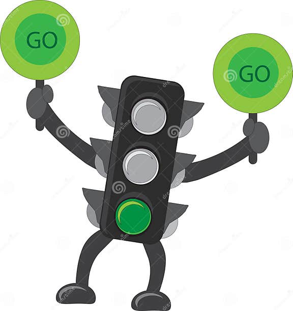 Vector Illustration of Traffic Light Green Light Cartoon Character ...