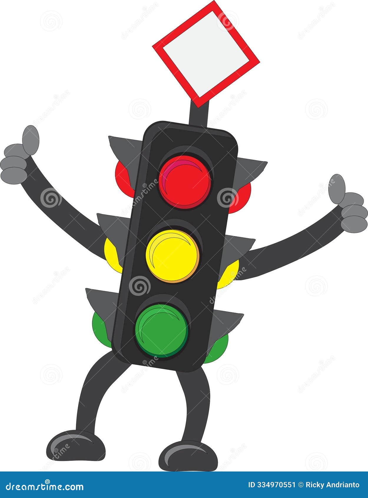 Vector Illustration of Traffic Light with Cartoon Characters Stock ...